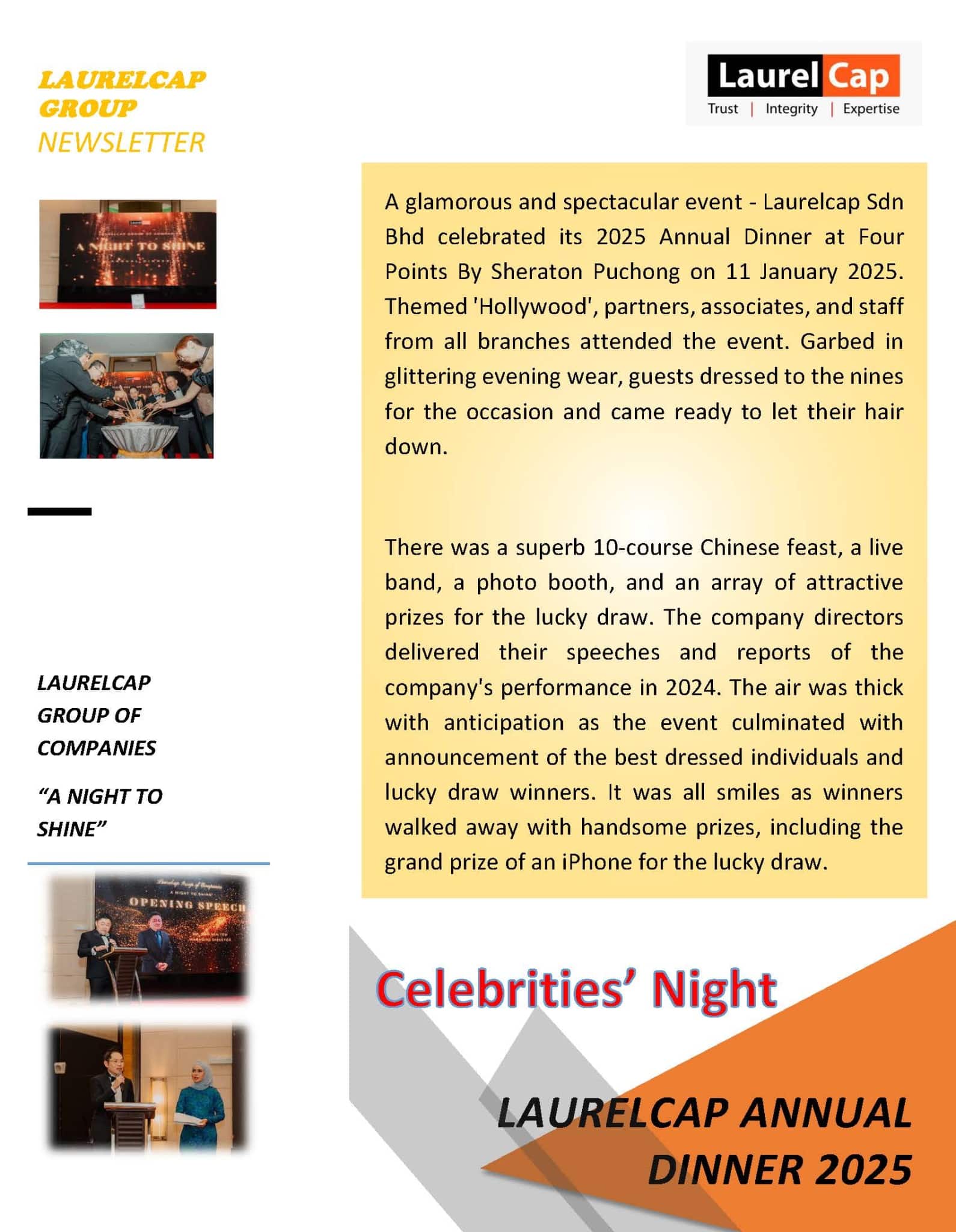 Annual Dinner 2025 - Laurelcap Group - Trust | Integrity | Expertise